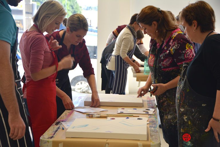 Multi-canvas Painting as Team Building Event - Shiny Happy Art