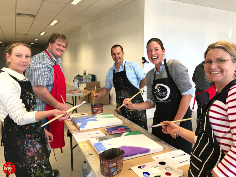 Multi-canvas Painting as Team Building Event - Shiny Happy Art